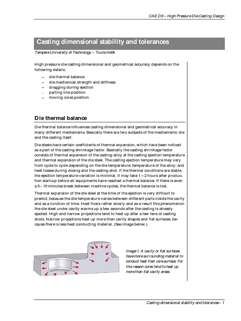 HPDC Design Tolerances | Download Free PDF | Casting (Metalworking ...