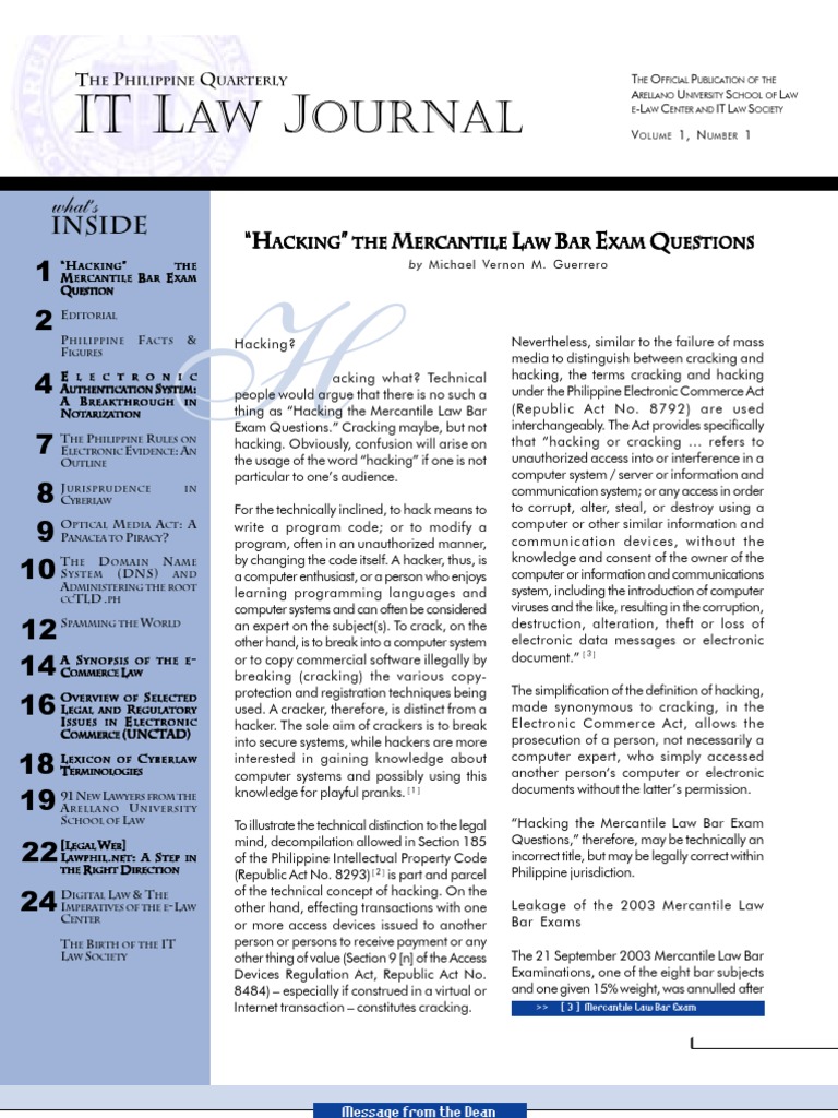 Philippine IT Law Journal 1-1 | PDF | Notary Public | Authentication