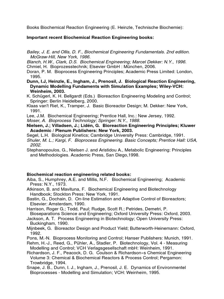 Biochemical Engineering Books | PDF | Life Sciences | Chemistry