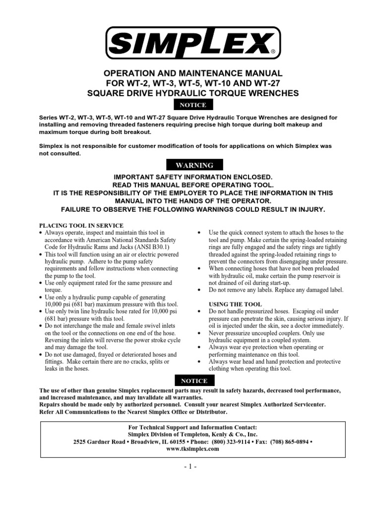 Simplex WT-Series Manual | PDF | Nut (Hardware) | Pump