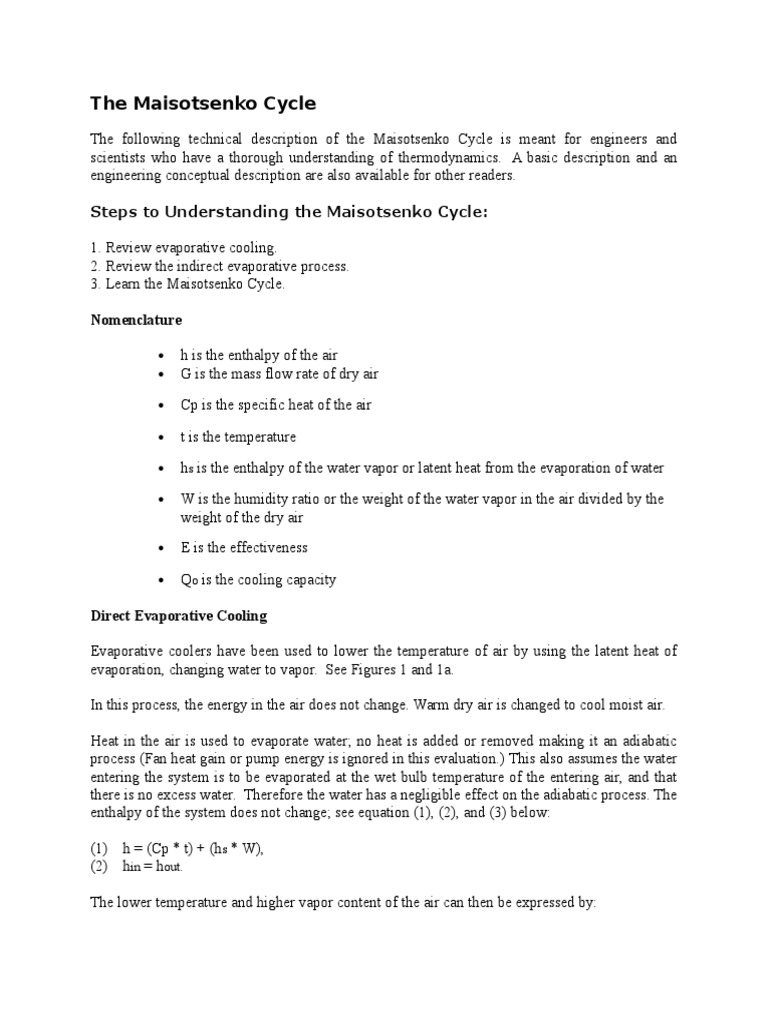 The Maisotsenko Cycle | PDF | Air Conditioning | Heat