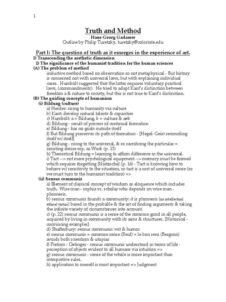 Gadamer's Truth and Method Overview | PDF | Common Sense | Immanuel Kant