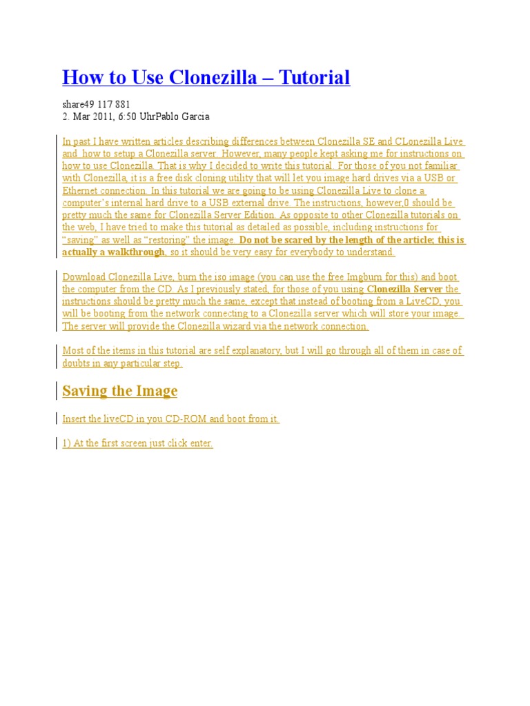 How To Use Clonezilla | PDF | Usb Flash Drive | Ip Address