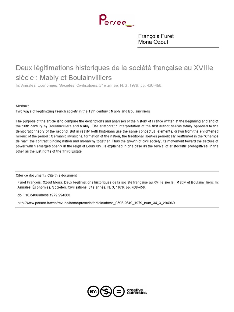 Légitimations de la société française au XVIIIe | PDF | Nation | Noblesse
