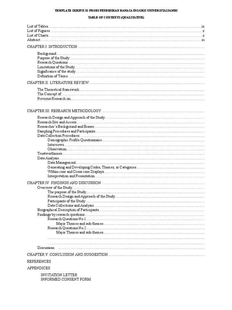 Format Skripsi_table of Content | Qualitative Research | Survey Methodology