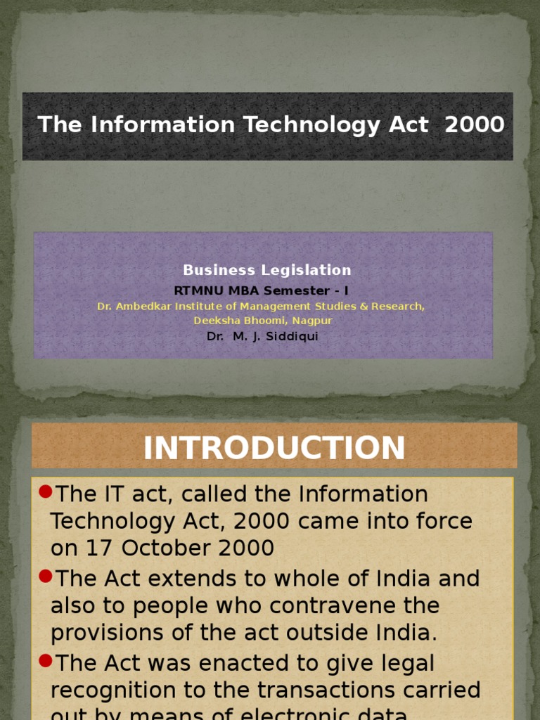 The Information Technology Act 2000 | PDF | Public Key Cryptography | Public Key Certificate