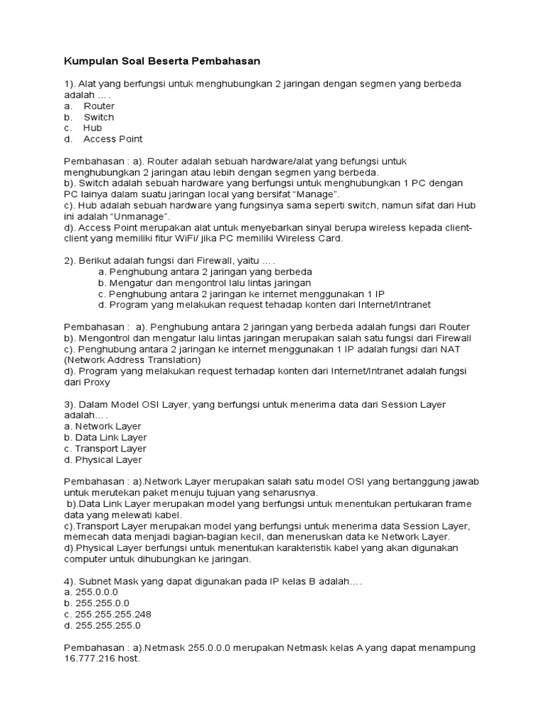 Kumpulan Soal TKJ | PDF