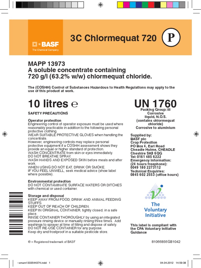 3C Chlormequat 720 | PDF | Dangerous Goods | Toxicity
