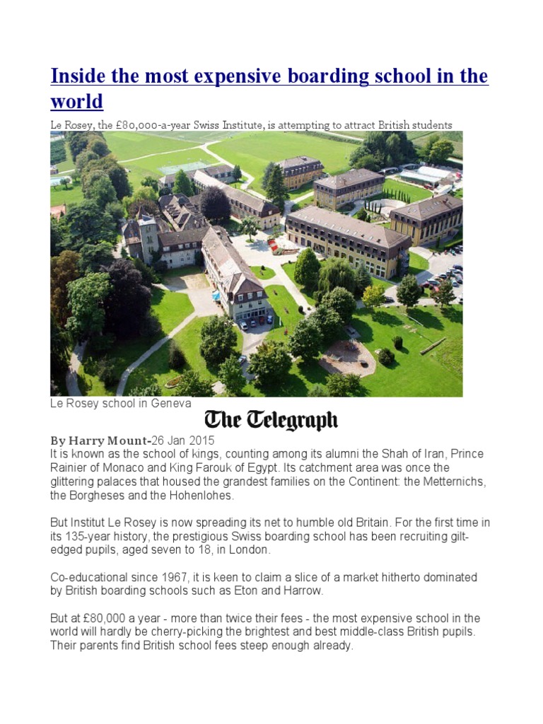 Inside The Most Expensive Boarding School in The World - Odt | PDF ...