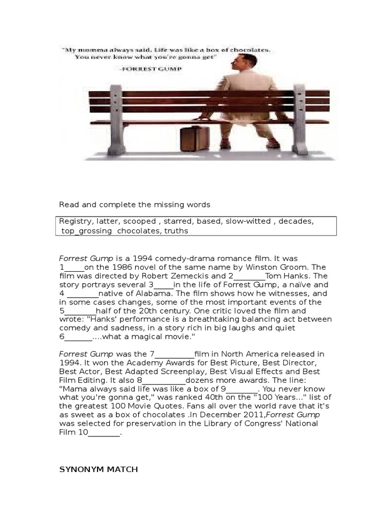 Forrest Gump Reading Comprehension and Movie Questions | PDF