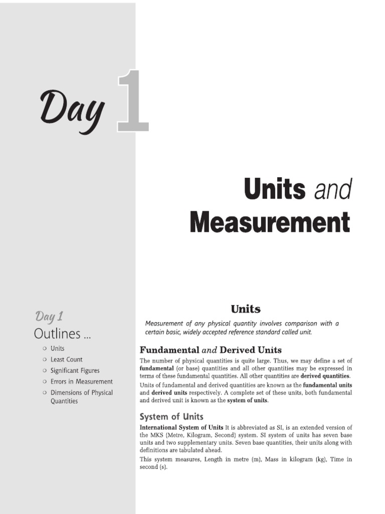 Units and Measurements (Class 11th) | PDF