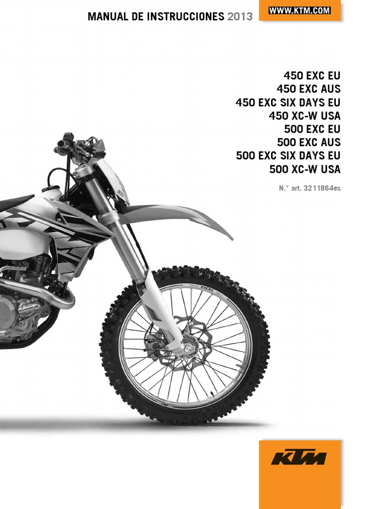 Manual Instrucciones KTM Exc 450 2013 | PDF