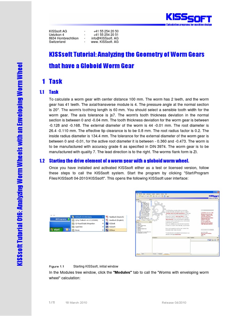 Worm Gear Design with KISSsoft Tutorial | PDF | Gear | Engineering Tolerance