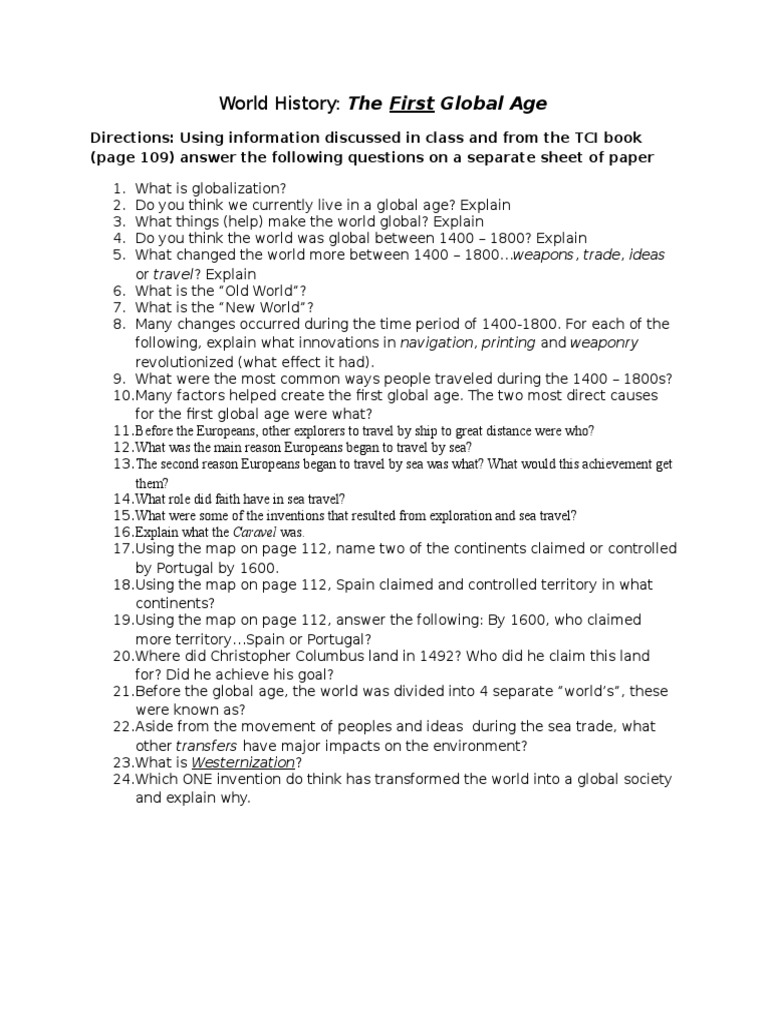 First Global Age: Key Questions | PDF