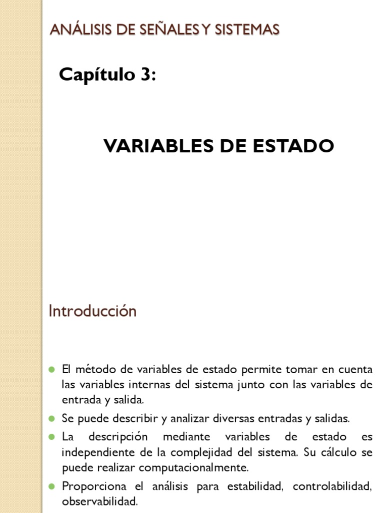 Variables de Estado | Valores propios y vectores propios | Matriz ...