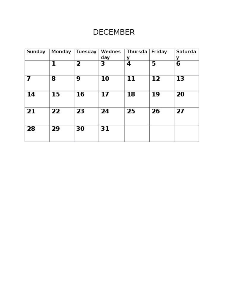 December Calender | PDF