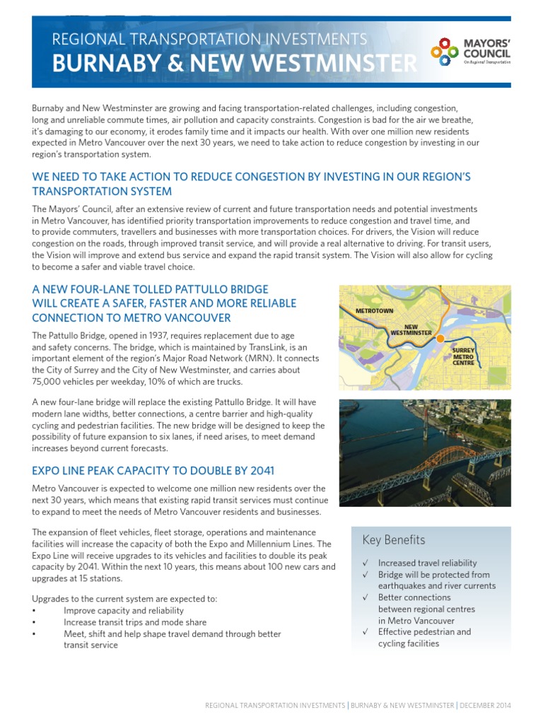 Transit Investments Fact Sheets Burnaby/New West | PDF | Rapid Transit ...