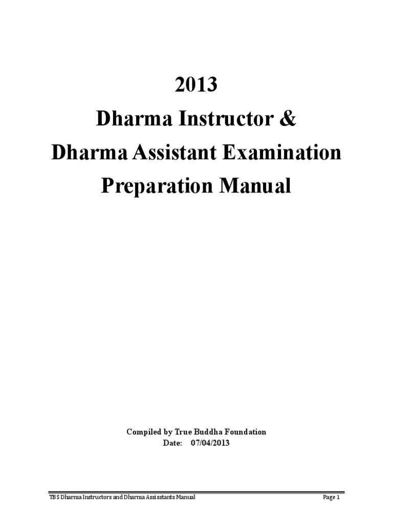 2013dharma Instructor & Dharma Assistant Examination Manual | PDF | Vajrayana | Tibetan Buddhism