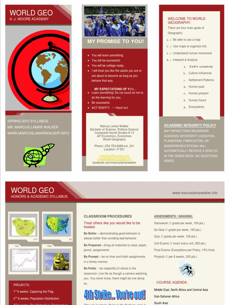 World Geo Course Syllabus | PDF | Behavior Modification | Learning