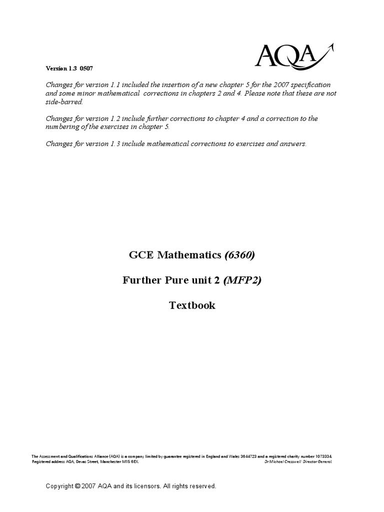 Aqa Mfp2 Textbook | PDF | Complex Number | Function (Mathematics)