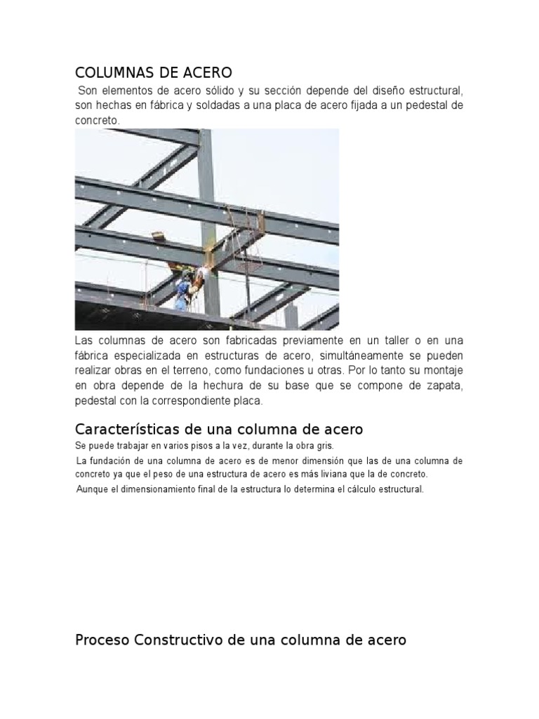 Diseño y Montaje de Columnas de Acero | PDF | Doblar | Hormigón
