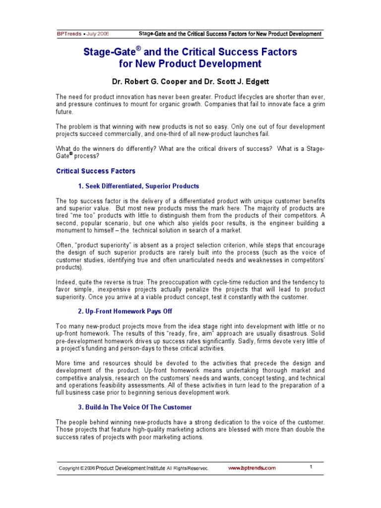 Stage Gate For Product Development - Cooper Edgett | PDF | New Product ...