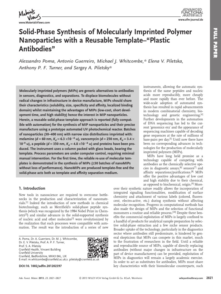 Solid Phase Synthesis | PDF | Nanoparticle | Surface Plasmon Resonance