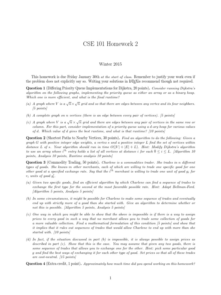 Homework 2 Cse 101 Pdf Algorithms Algorithms And Data Structures 1768