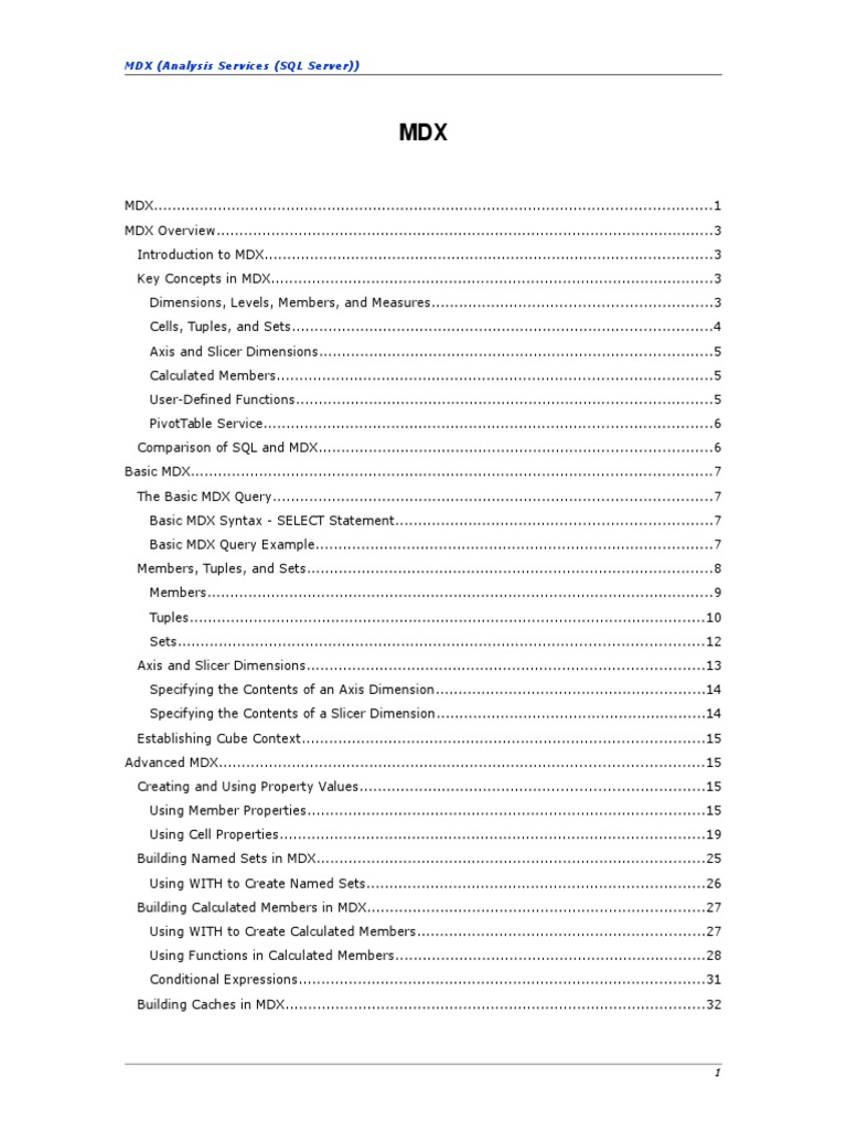 MDX | PDF | Sql | Computer Programming