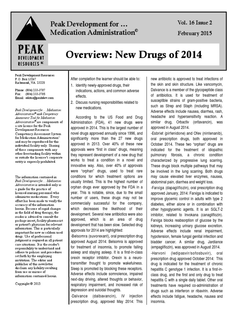 2015 02 Overview - New Drugs of 2014 | PDF | Opioid | Pharmaceutical Drug