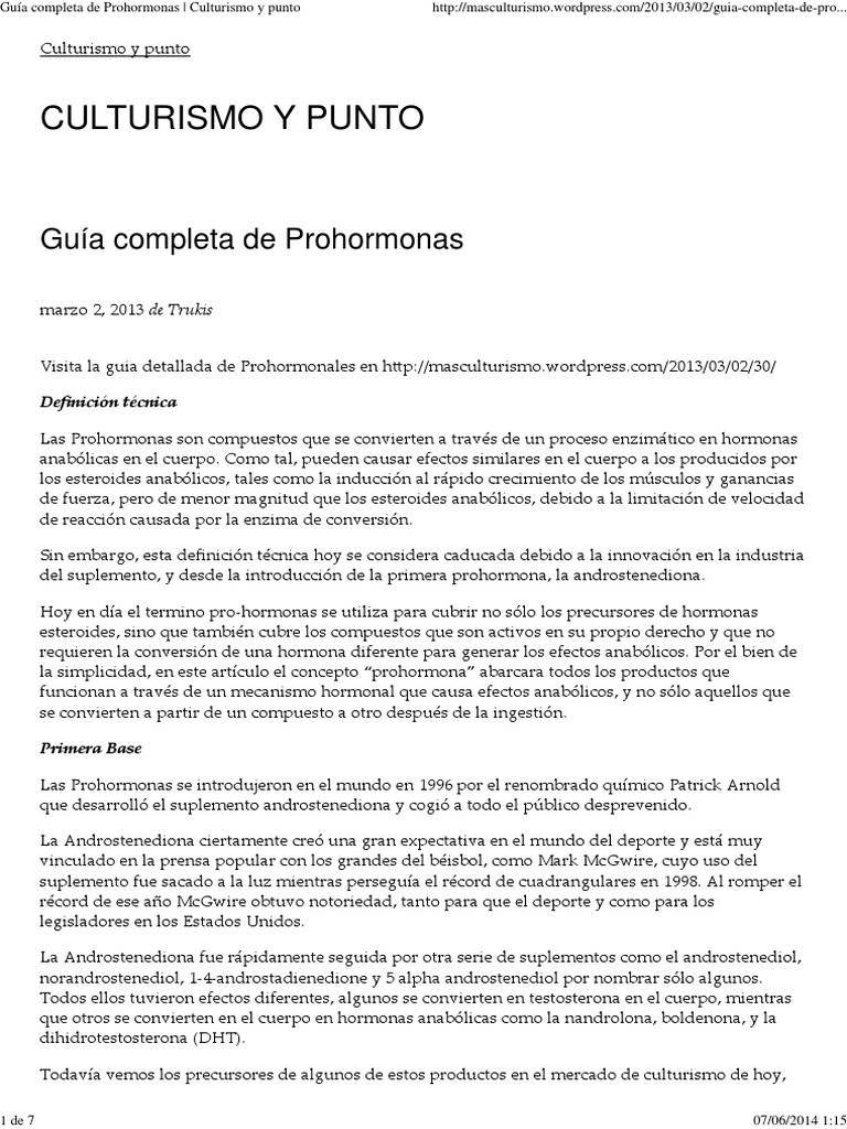Guía Completa de Prohormonas - Culturismo y Punto | PDF | Testosterona ...