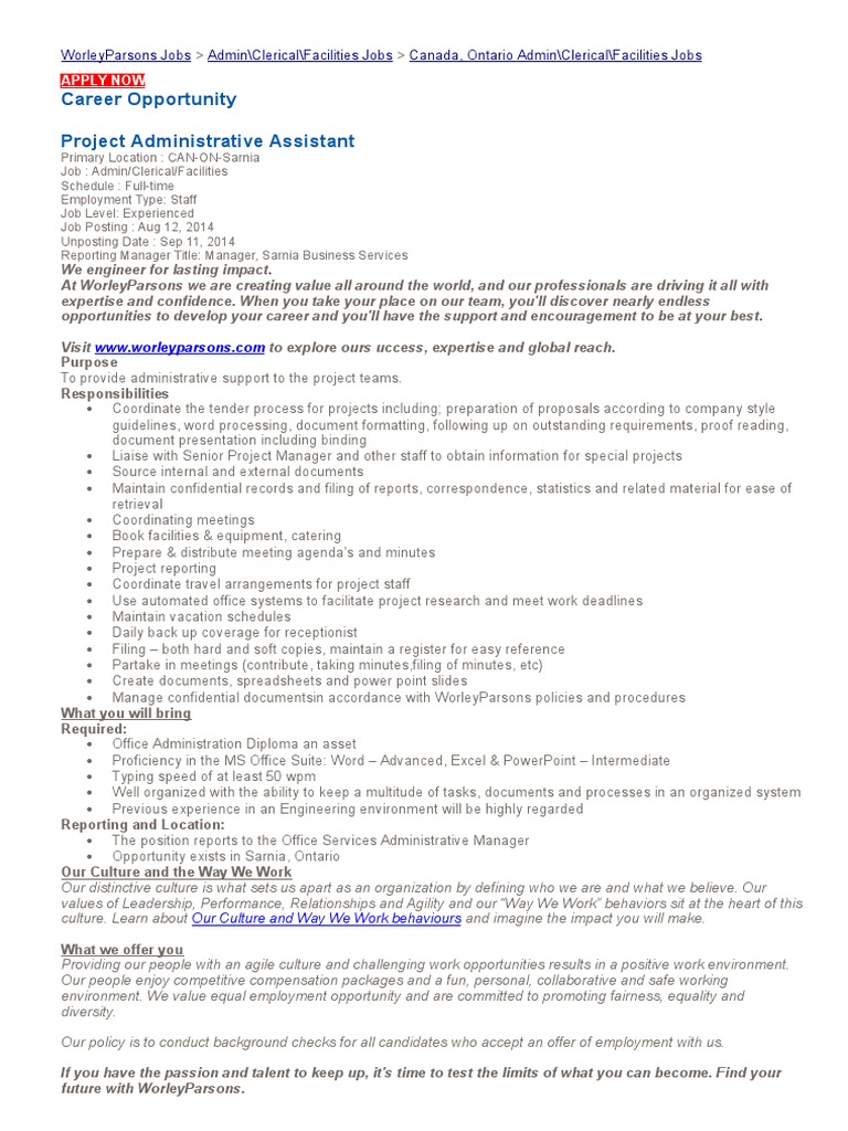 Project Administrative Assistant | PDF | Microsoft Power Point | Employment