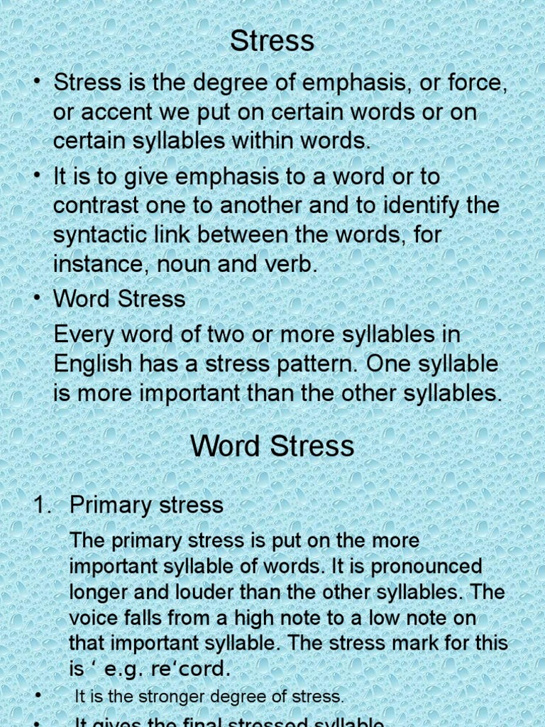 14 English Word Stress | PDF | Stress (Linguistics) | Syllable