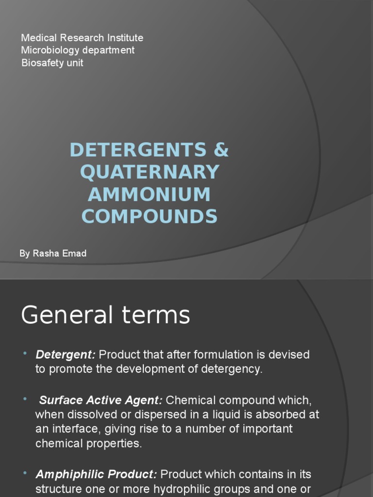 Detergents & Quat Compounds Guide | PDF | Detergent | Surfactant