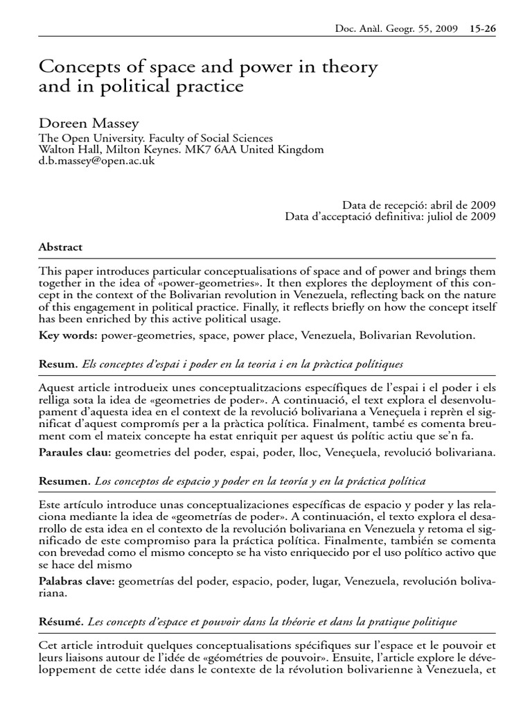 Concepts of Space and Power in Theory and in Political Practice | PDF
