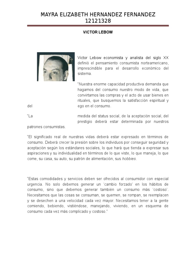 Victor Lebow | PDF | Consumo (economía) | Ciencias económicas