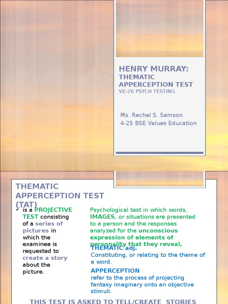 Henry Murray and Christiana Morgan's Thematic Apperception Test: A ...