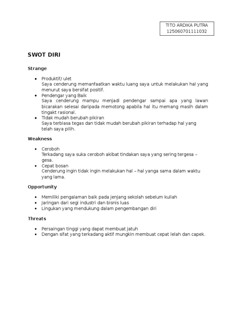 Swot Diri | PDF