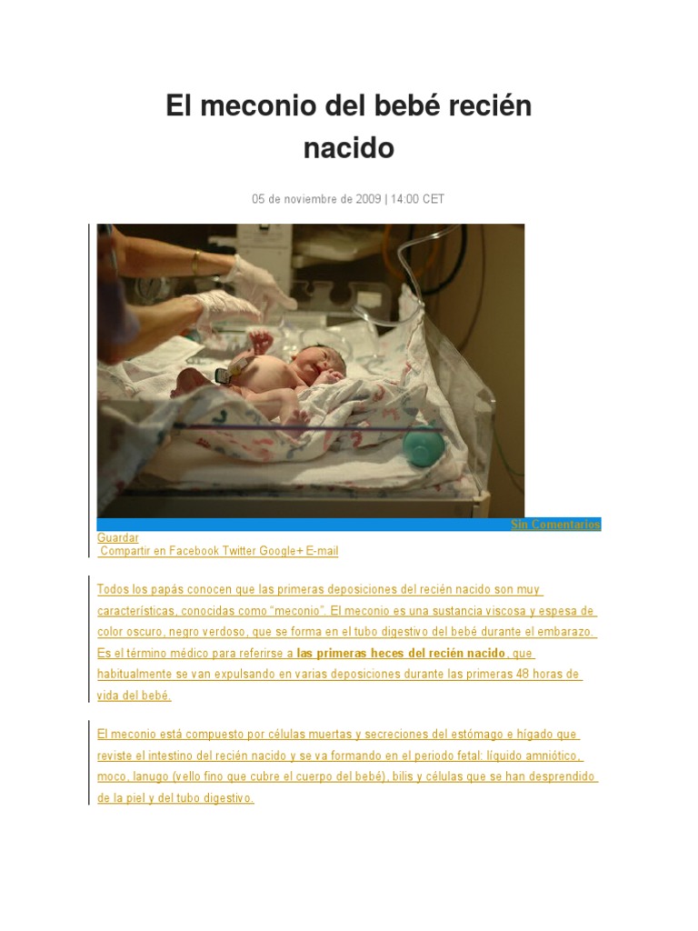 El Meconio Del Bebé Recién Nacido | Heces | El embarazo