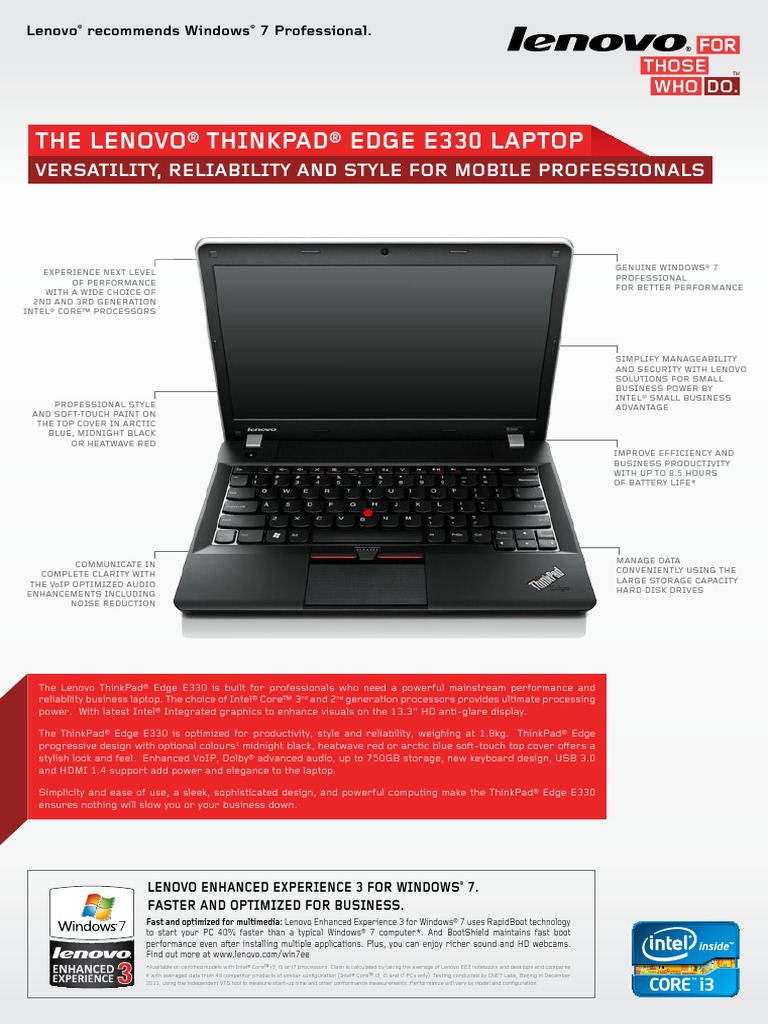 The Lenovo® Thinkpad® Edge E330 Laptop: Versatility, Reliability and ...