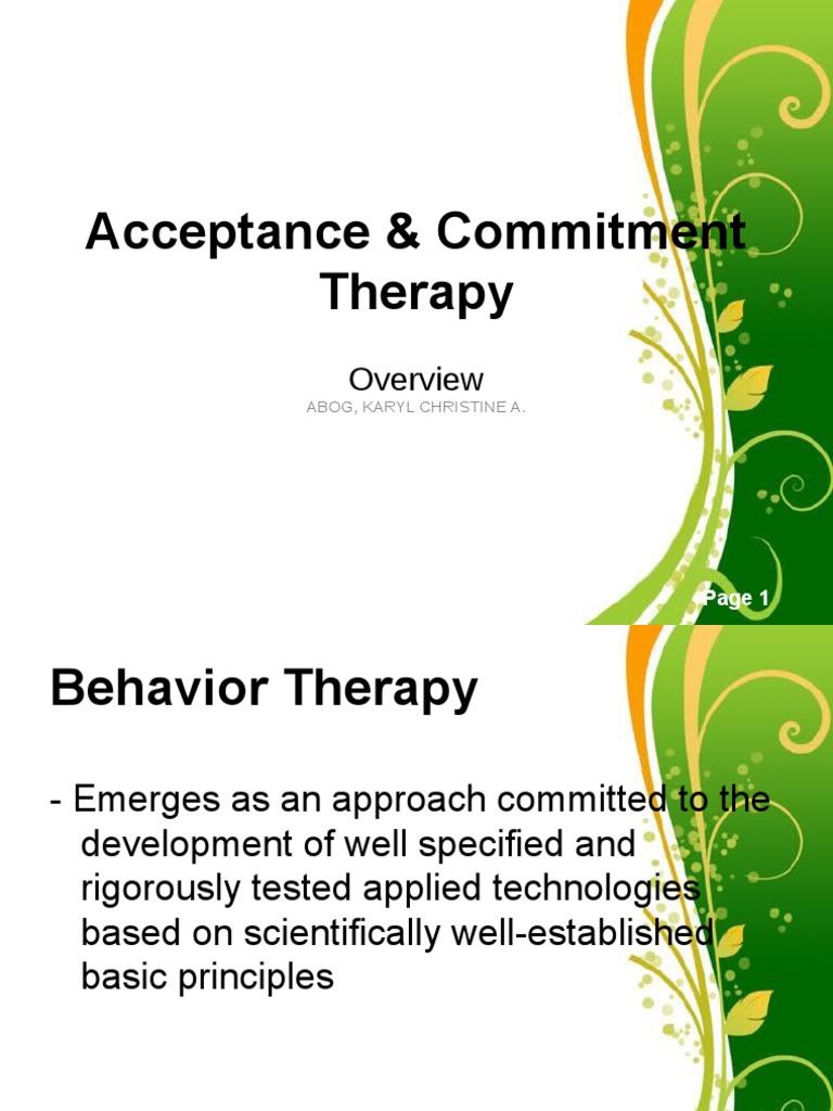 Acceptance & Commitment Therapy_Introduction | Behaviour Therapy | Theory
