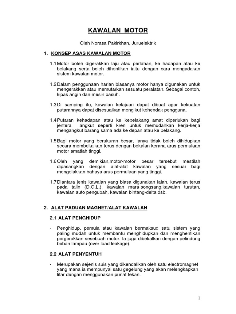 Kawalan Motor PDF | PDF