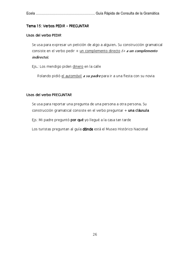 Diferencias entre Pedir y Preguntar | PDF