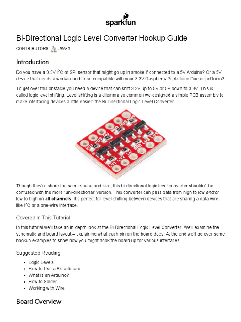 Bi-Directional Logic Level Converter Hookup Guide - Learn - Sparkfun | PDF | Electronic Design ...