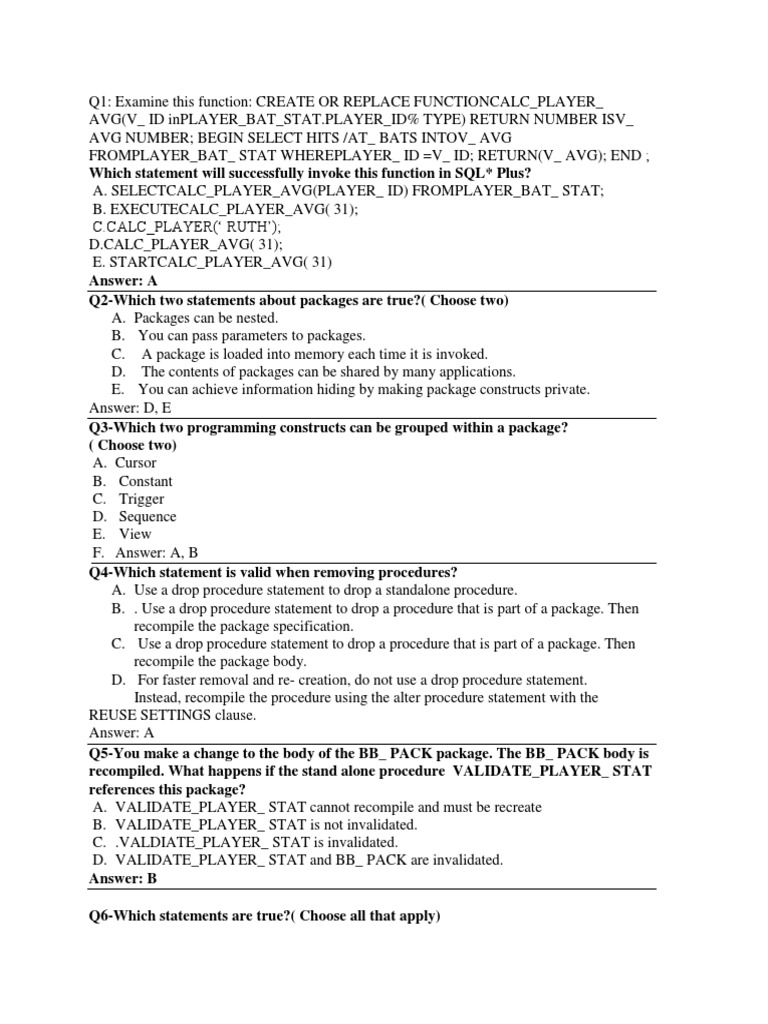 Real Questions | PDF | Subroutine | Sql