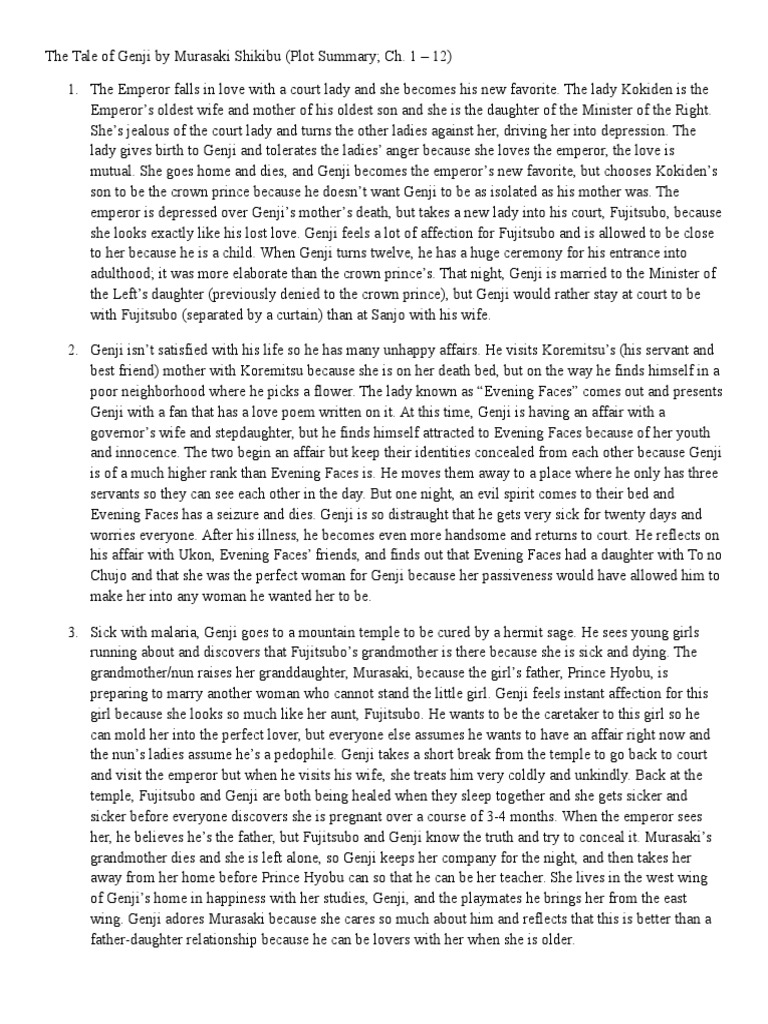 The Tale of Genji Plot Summary, Ch. 1 - 12 | The Tale Of Genji ...