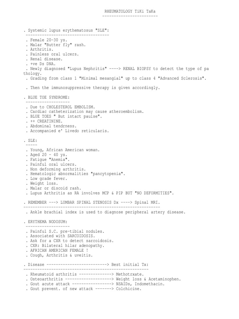 Tiki Taka CK Rheumatology | PDF | Arthritis | Osteoarthritis