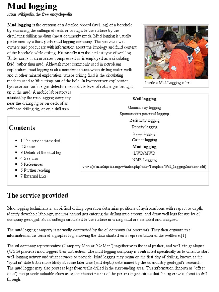 Mud Logging - Wikipedia, The Free Encyclopedia | PDF | Natural Gas ...