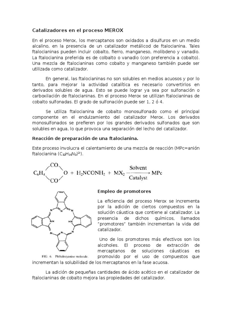 Catalizador Merox | PDF | Catálisis | Átomos