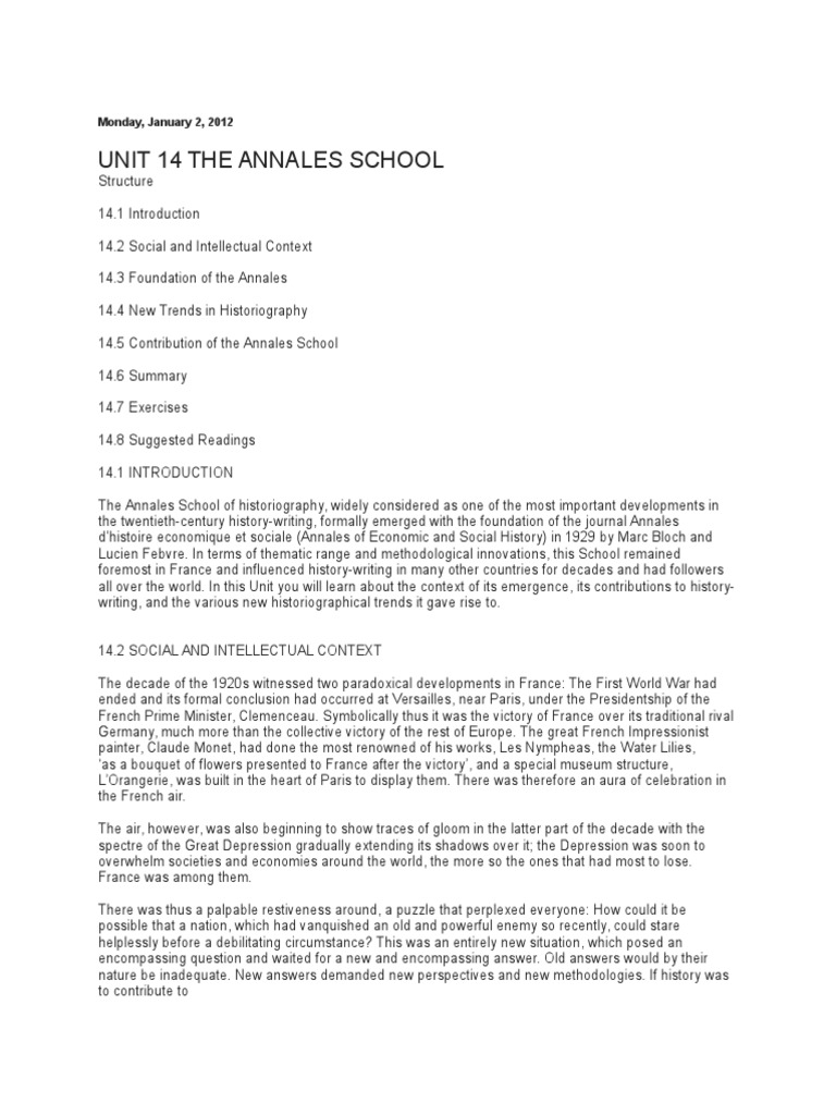 The Annales School | PDF | Historiography | Anthropology